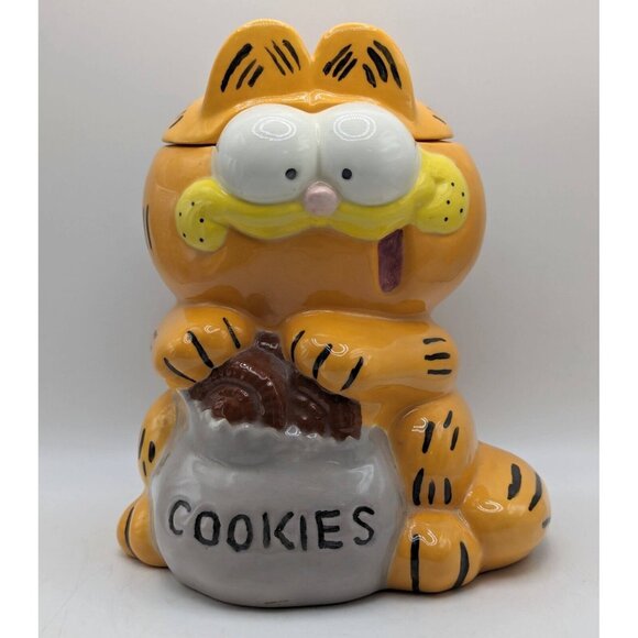 Accents | Vintage 198s Garfield The Cat Cookie Jar Handpainted Jim ...